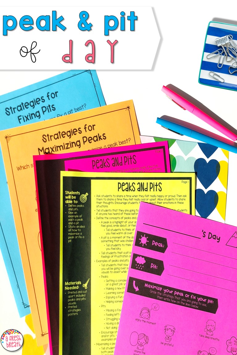Peaks and Pits - An Easy SEL Activity - A Fresh Breath on Teaching